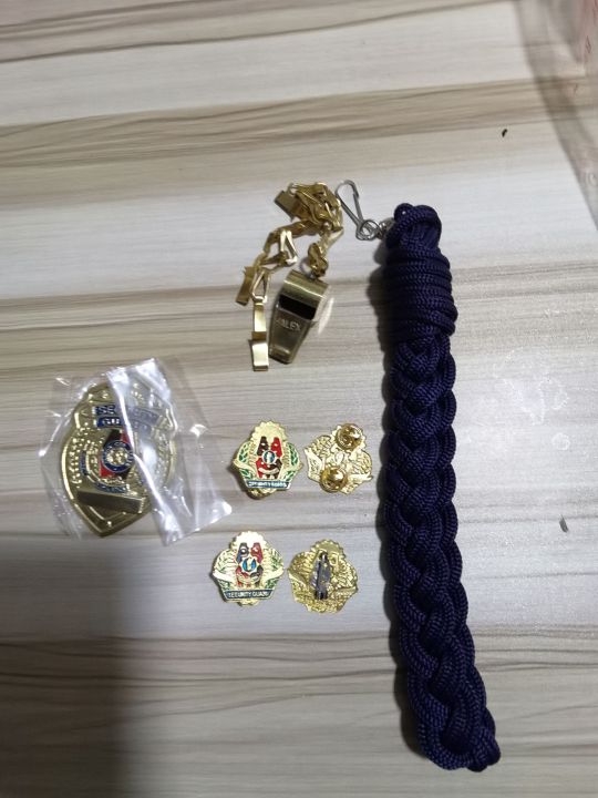 SECURITY GUARD SET ACCESSORIES (LANYARD, WHISTLE, 2PAIRS COLLARPIN, BADGE | Lazada PH