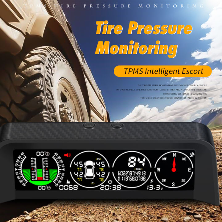 X91 4 in 1 GPS TPMS Tire Monitor Inclinometer Gauge Compass ...