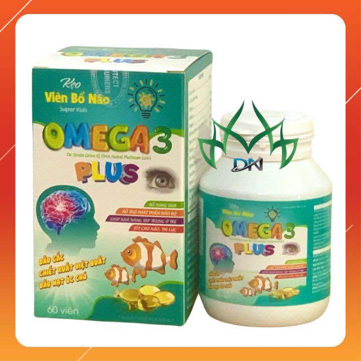 Kẹo viên bổ não OMEGA 3 Plus, hộp 60 viên ,Bổ sung DHA hỗ trợ phát ...
