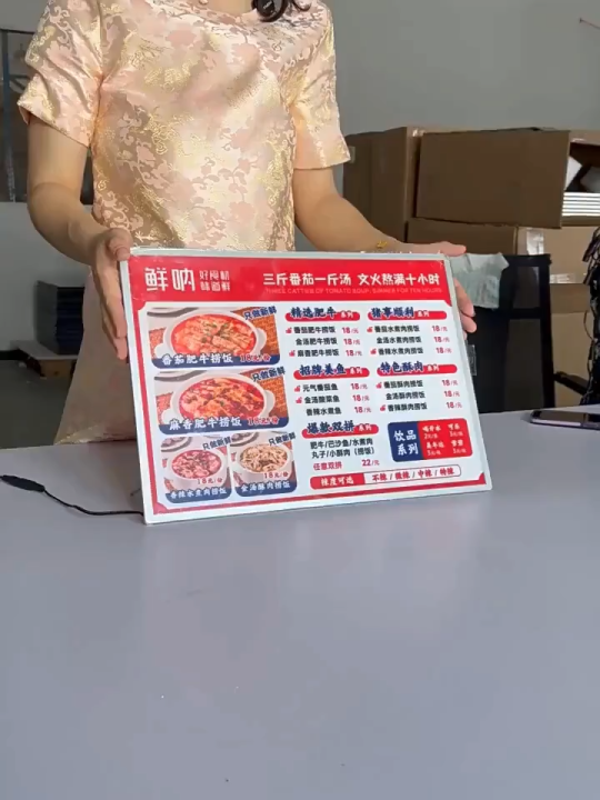 thin menu board with light LED A4 A3 Adjustable angle and brightness ...