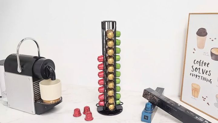 40 Capsule Coffee Pod Holder 360 Degree Rotating Capsule Stand Tower ...