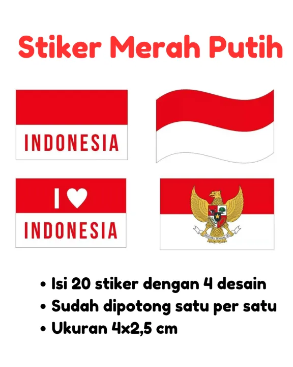 Stiker Merah Putih - stiker pipi - stiker tempel - stiker bendera ...