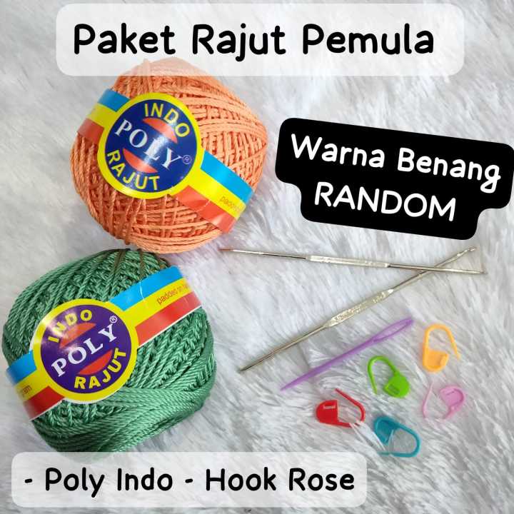 Paket Rajut Pemula lengkap terdiri dr benang, hakpen, penanda rajut ...