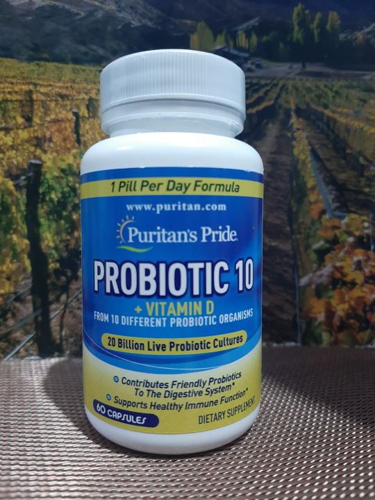 Probiotic 10 with Vitamin D 20 Billion Probiotics 10 Strains 60 ...