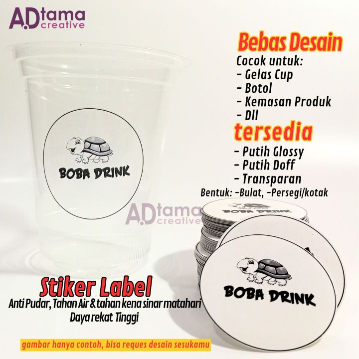 paket 70pcs stiker label botol ukuran 4cm/ stiker gelas cup anti air ...