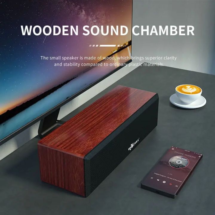 Mini Wooden Desktop Computer Multimedia Speaker Sound Box Bass Cannon ...