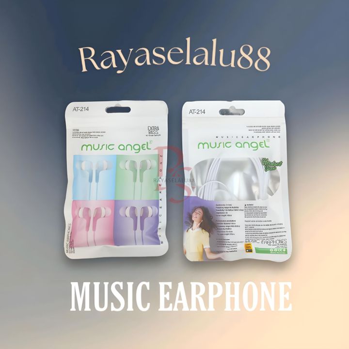 Handsfree/Headset Music Angel Macaron Extra Bass Earphone AT-214 ...