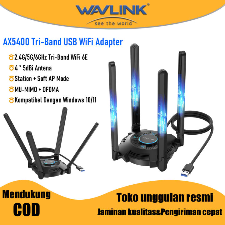WAVLINK USB WiFi AX5400 Wireless Adapter Receiver/Launch WiFi Dongle ...