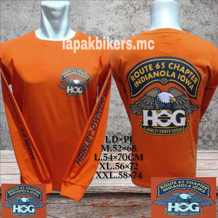 Kaos HarleyDavidson Lengan Panjang Orange HOG Route65 | Lazada Indonesia