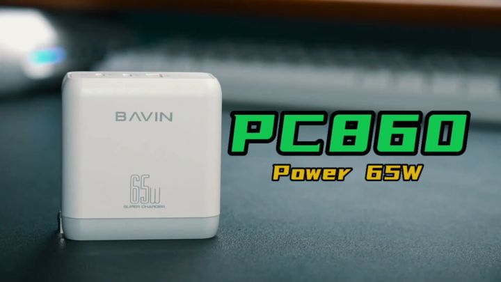BAVIN PC860 65W GaN Fast Charger Adapter 2 PD USB-C Ports + 1 USB QC3.0 Port for Laptop / Tablet ...