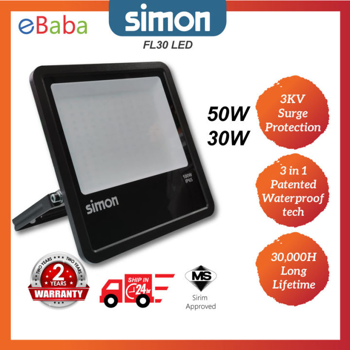 [1 Years Warranty] FL20 AND FL30 LED FloodLight Spotlight 30W/50W/100W/200W 3000/4000/6500k ...