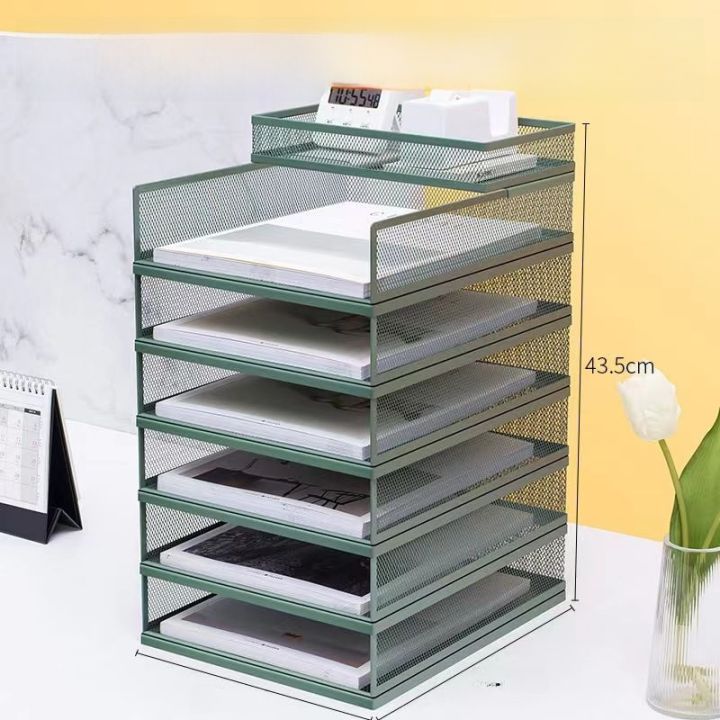 Office Desk Metal File Rack 3-6 Layers Storage Shelf Office Desktop ...