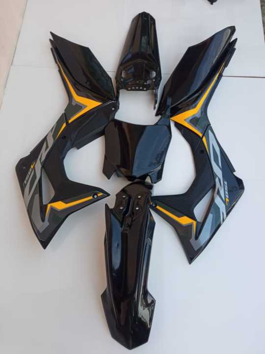 Body CRF 150 L hitam kuning fulset striping tahun 2022 Cover bodiset ...