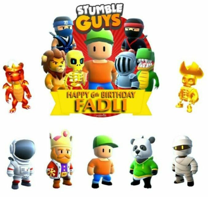 Topper kue stumble guys part 2 gratis custom nama dan ucapan | Lazada ...