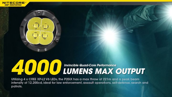 Nitecore P20iX Flashlight 4000 Lumens - USB-C Rechargeable with 5000mAh ... Nitecore P20iX Flashlight 4000 Lumens - USB-C Rechargeable with 5000mAh ...
