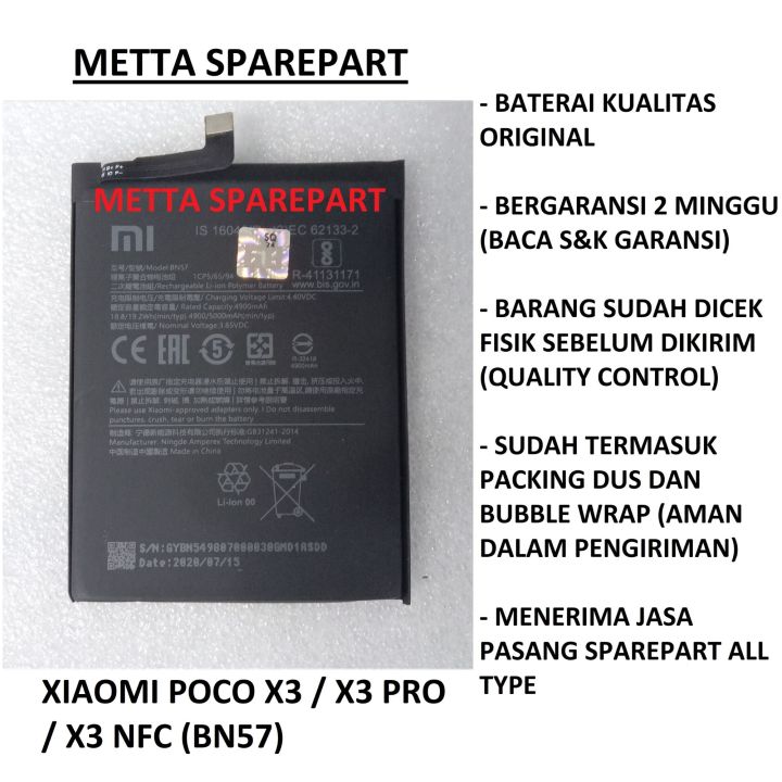 Original OEM Baterai Xiaomi Poco X3 / X3 Pro / X3 NFC (BN57) | Lazada ...