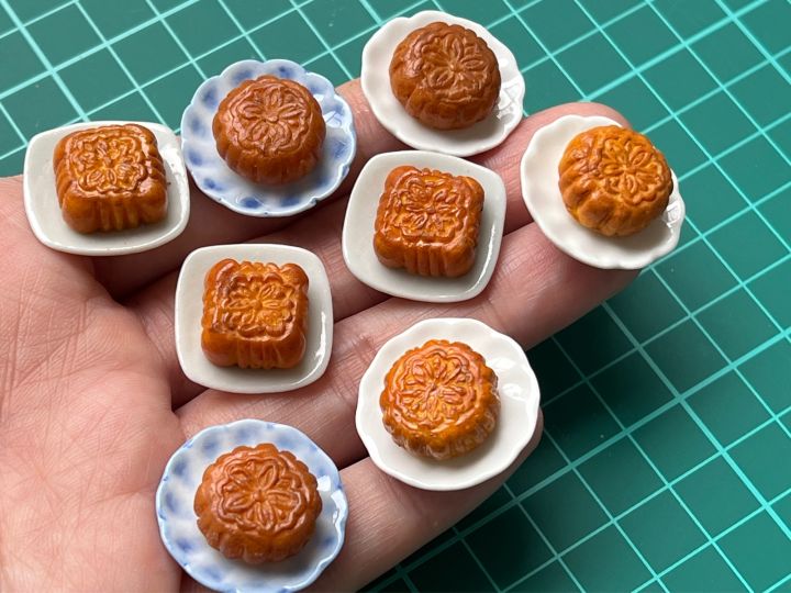 Handmade Miniature Mooncake, Mid-Autumn Festival, clay, 1 plate ...