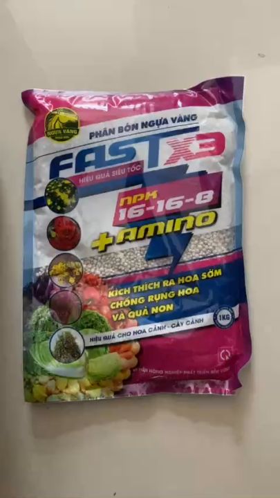 Fast x3 NPK 16-16-8 +Amino Phân Bón Ngựa Vàng - Kích thích ra Hoa sớm & Quả non - #170A# 1kg ...