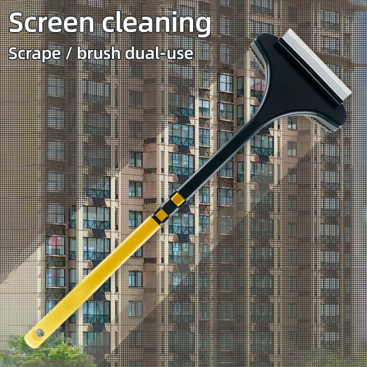 2 in 1 Glass Window Brush Adjustable Cleaning Brush with Handle Dust ...