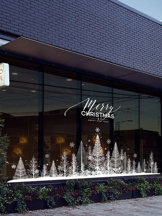 Christmas Decorative Glass Stickers Widened Showcase Shop Christmas ...