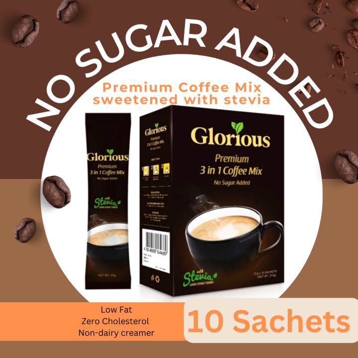Premium Coffee mix with Stevia by Glorious Blend| 1 box of 10 sachets ...