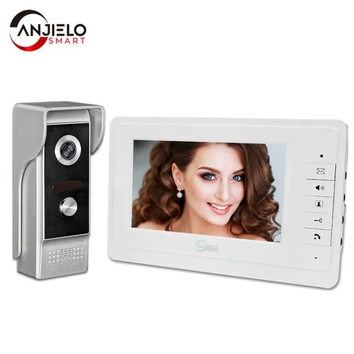 ANJIELO 7" Wired Video Intercom Doorbell For Home Security Video Door ...