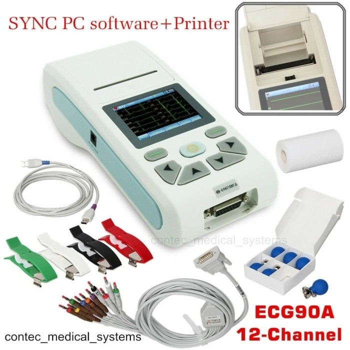 New CONTEC ECG90A 12 Channel Electrocardiograph ECG EKG Machine 12 lea ...