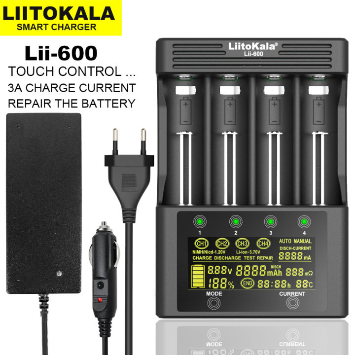 LiitoKala Lii-600 LCD 18650 1.2V 3.7V 14500 16340 18350 18500 21700 ...