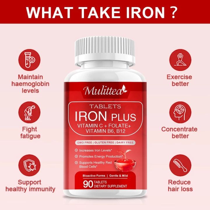 Mulittea Iron Plus Vitamin C + Folate + Vitamin B6, B12-ไอรอน พลัส วิตามินซี + โฟเลต + วิตามินบี ...