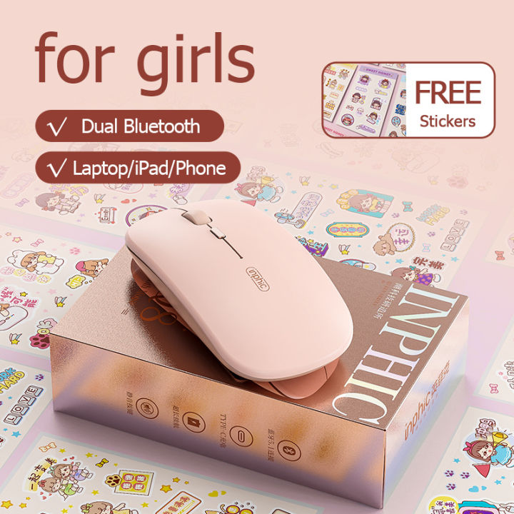 เมาส์บลูทูธ INPHIC M2B เมาส์ไร้สาย (มีแบตในตัว) (ปุ่มเงียบ) (มีปุ่มปรับ ...