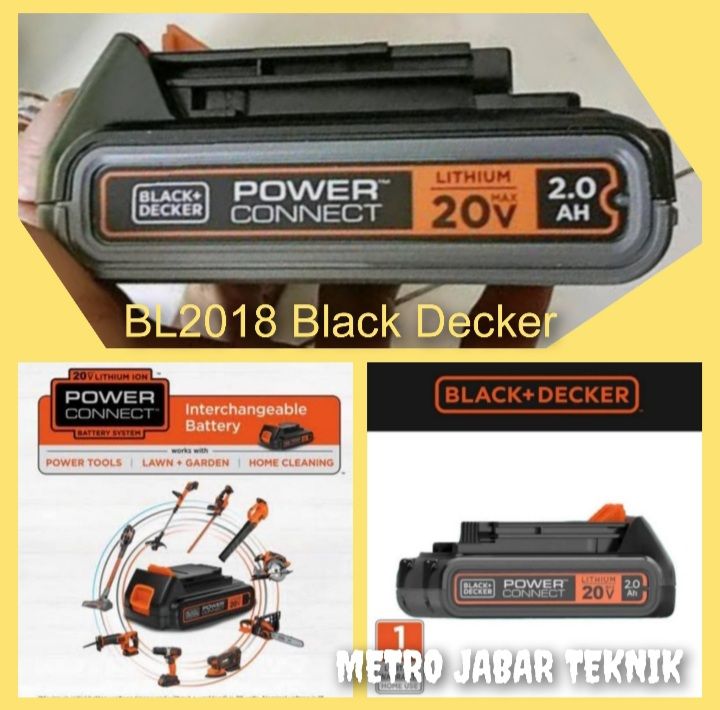 Baterai 18V - 20V Black Decker BL2018-B1 Lithium Ion Battery 2.0 Ah Max ...