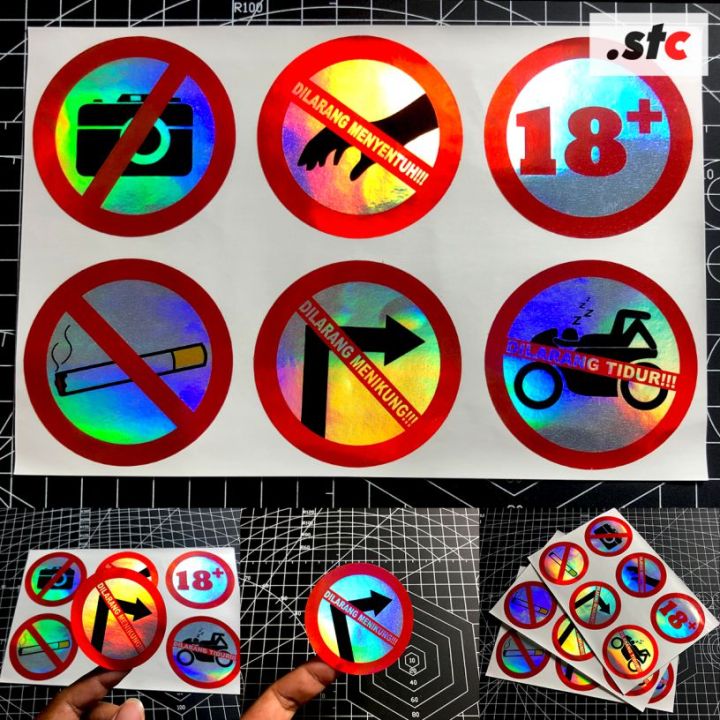 (isi 06 sticker) Sticker Dilarang Graftac Cutting Laminasi Stiker ...