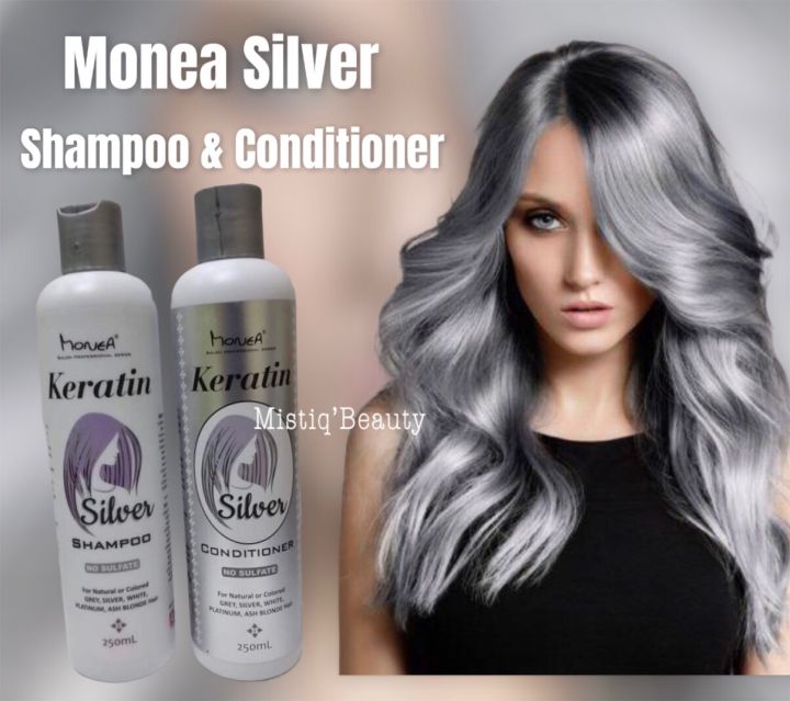 Monea Keratin Silver Shampoo and Conditioner SET (250ML) | Lazada PH
