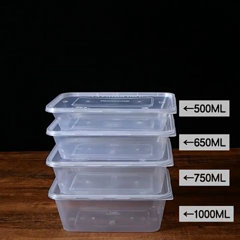 50pcs Round Microwavable Food Container Disposable Plastic Tub ...