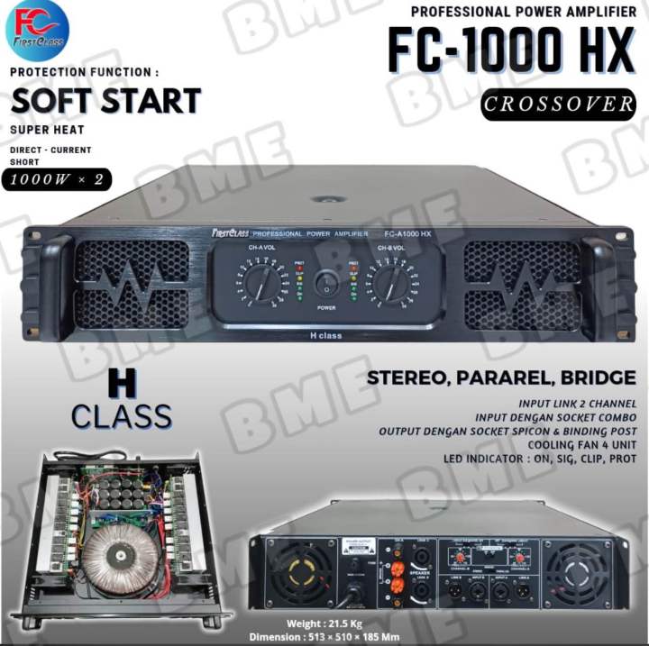 PROFESSIONAL POWER AMPLIFIER H CLASS FIRSTCLASS FC-1000 HX 1000WATT X2 ...