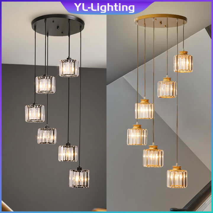 Stair rotating long chandelier high ceiling lamp for dining room living room bedroom lamp 18 ...