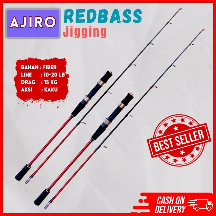 joran pancing jigging ajiro redbass 150 165 180 198 cm fiber solid laut | Lazada Indonesia
