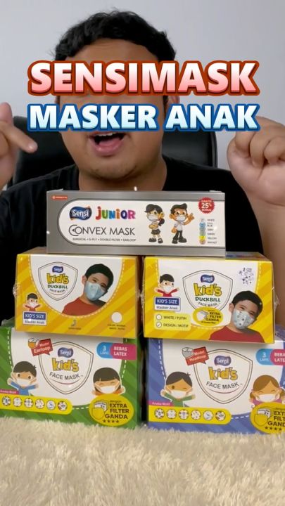 Sensi Kids Mask Earloop Headloop Duckbill Junior Convex Masker Anak ...