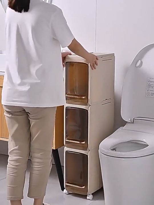 Hisoa Toilet Crevice Storage Cabinet With wheels Multi-layer Plastic ...