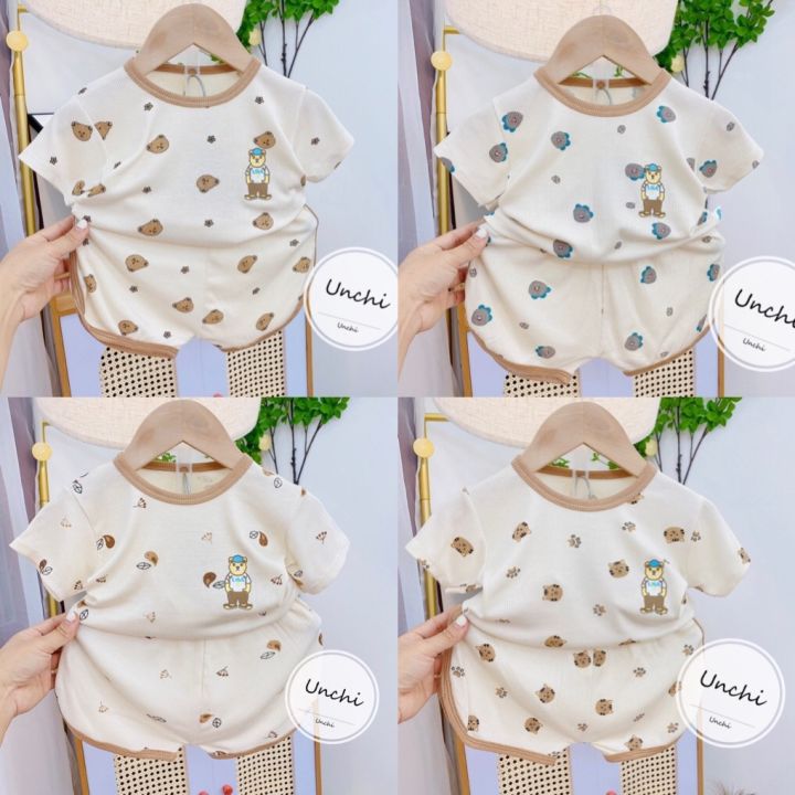 Bộ cộc thun tăm hoạ tiết đáng yêu cho bé trai, bé gái | Lazada.vn