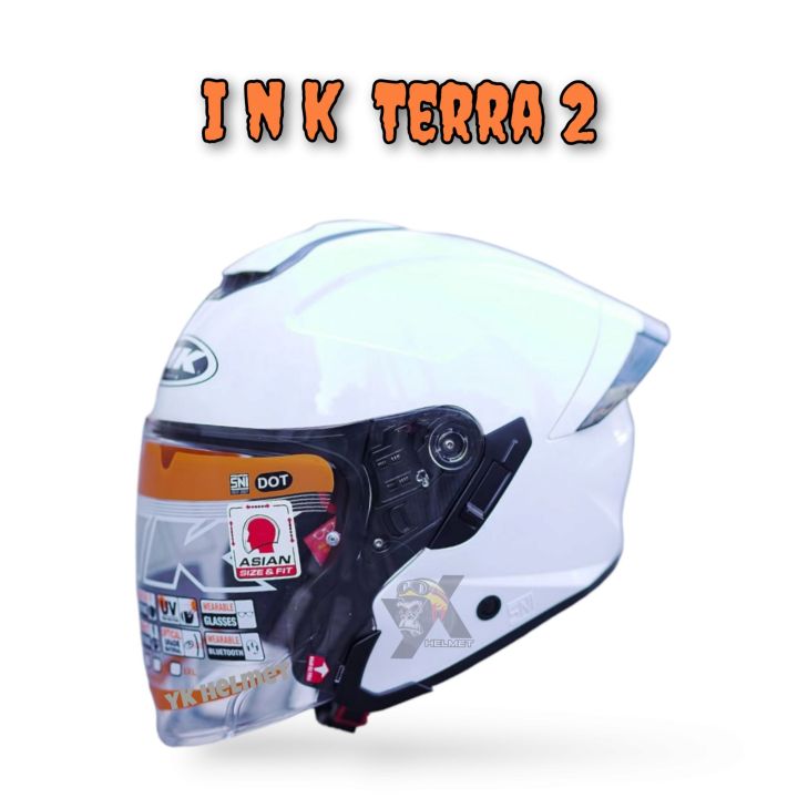 INK TERRA 2 White / Helm ink terra 2 Putih Double visor / helm half ...