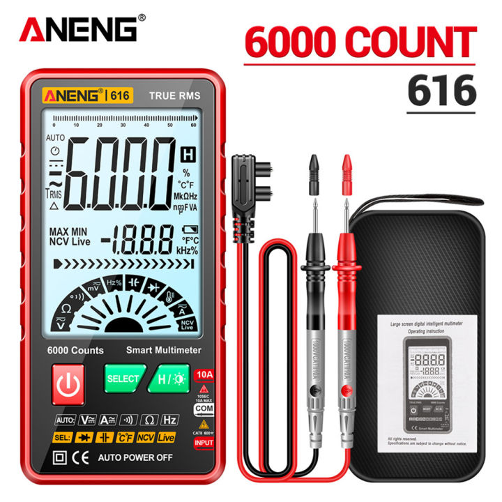 ANENG 616 Smart Multimeter 6000 Counts Digital AC/DC Voltage Meter ...