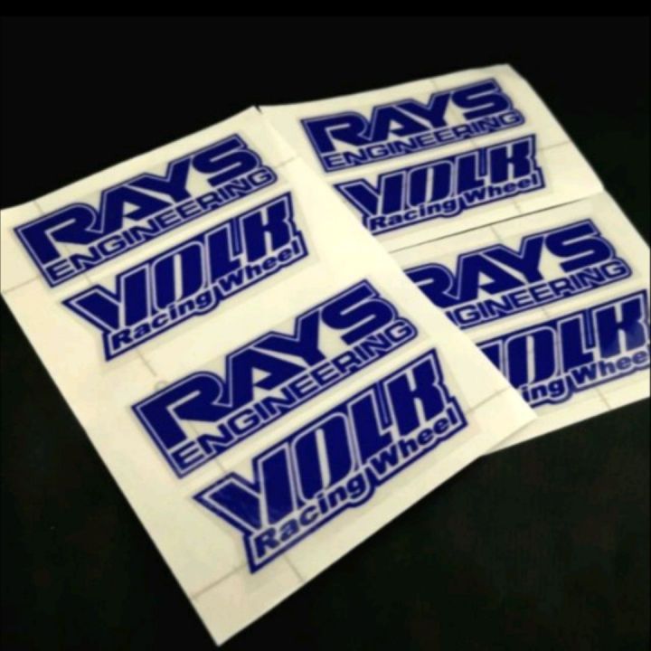 👍 8pcs TRANSPARENT BLUE RAYS ENGINEERING VOLK Racing Wheel STICKER SET ...