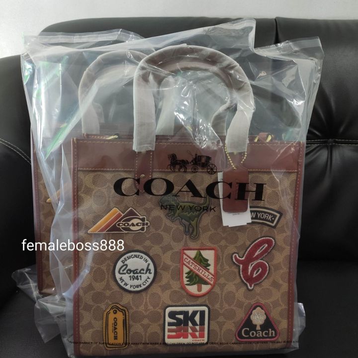 C6846 COACH FIELD TOTE IN SIGNATURE CANVAS WITH PATCHES | Lazada PH