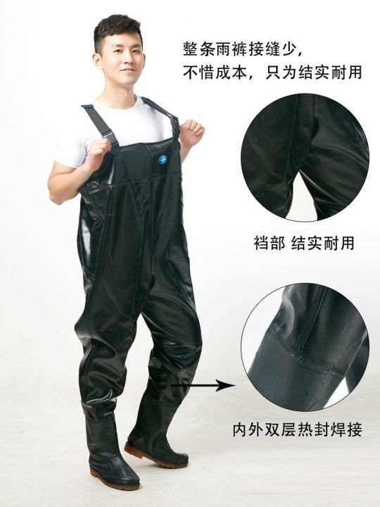 Waterproof Fishing Suit Full Body Waders Thickened One-Piece Raincoat ...