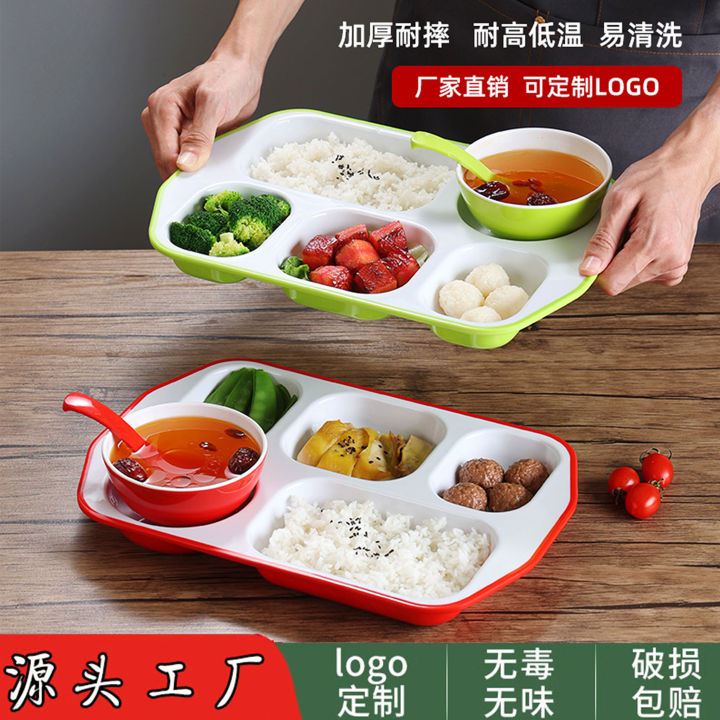 Commercial Plastic Melamine Five Grid Fast Food Plate Rectangular ...