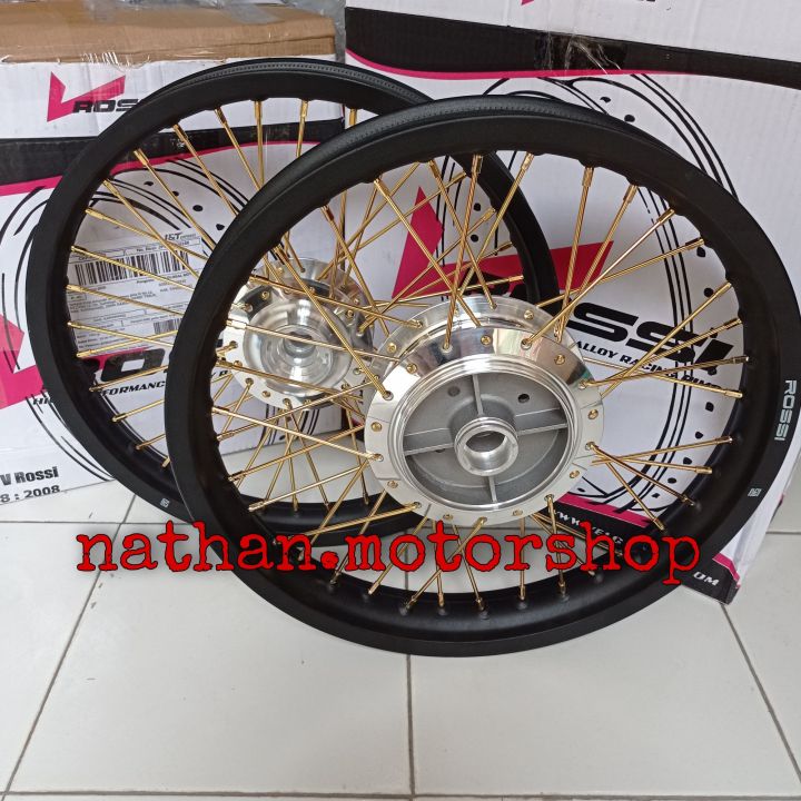 ROSSI - Velg Jari2 RX King Ring 17 Sepasang Depan Belakang Black/Gold ...
