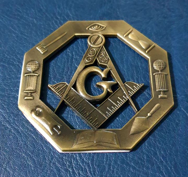 Masonic car emblem / decal , fro Freemason's only, antique finish ...