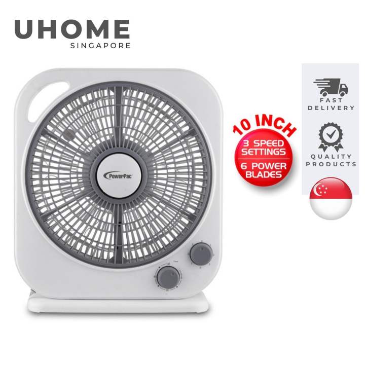 Powerpac 10 inch Box Fan with 3 Speed and Timer | Lazada Singapore