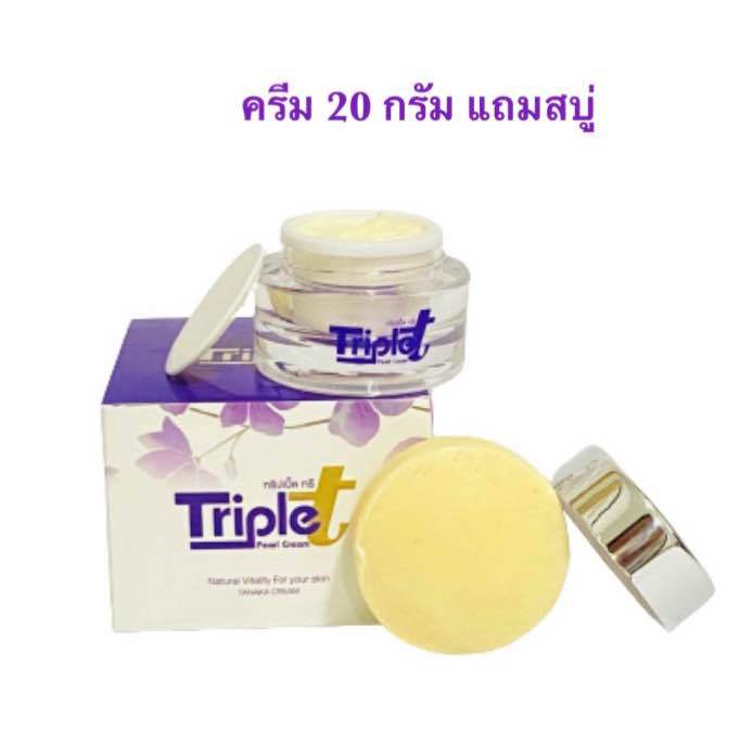 ครีมทริปเปิ้ลทรี Triple T Cream 1 กระปุก ขนาด 20 กรัม ฟรีสบู่โสมทานาคา ...